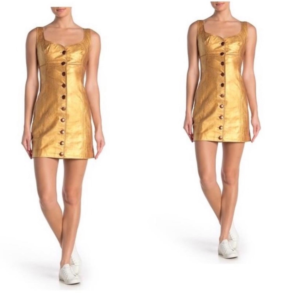 Free People Genuine Leather Goldie Dress - Gem